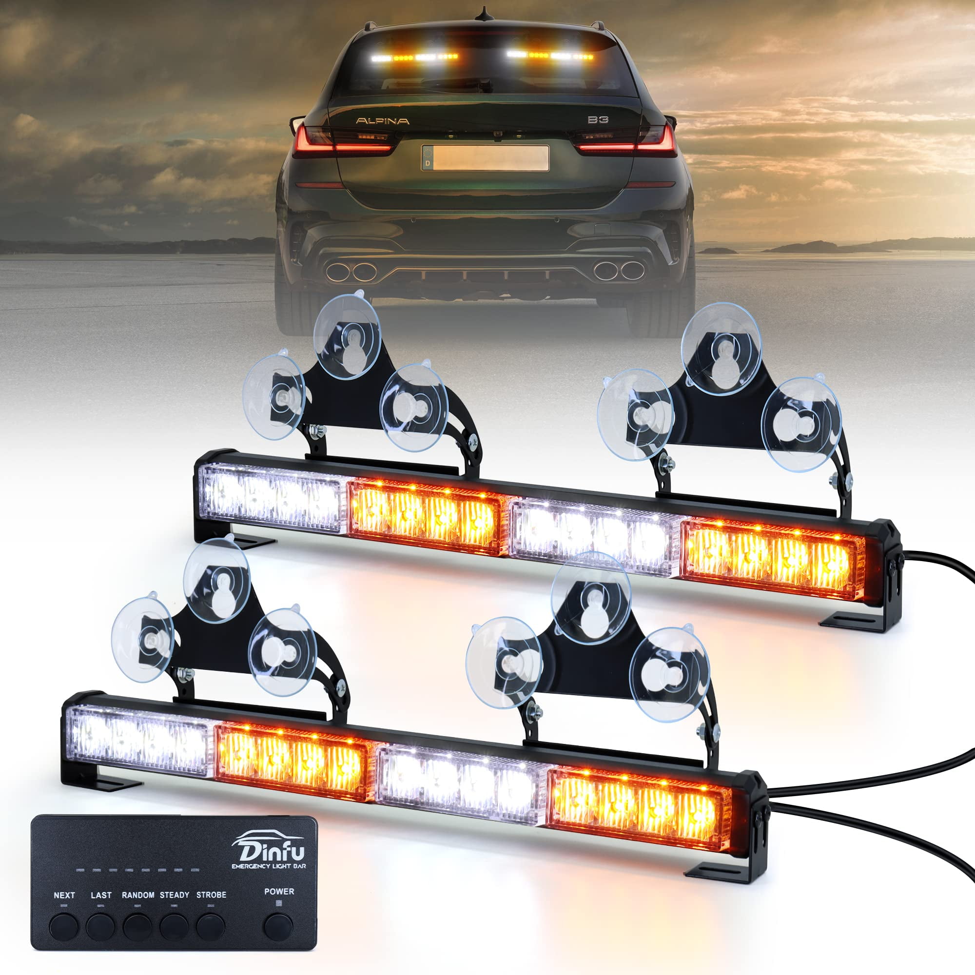 Dinfu Emergency Dash Strobe IFF17 Lights for Trucks - 2 x 16.8 inch 36 ...