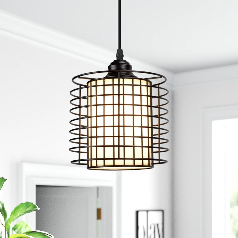 DingLiLighting 1 Light Black Mini Hanging Kitchen Island Pendant Light ...