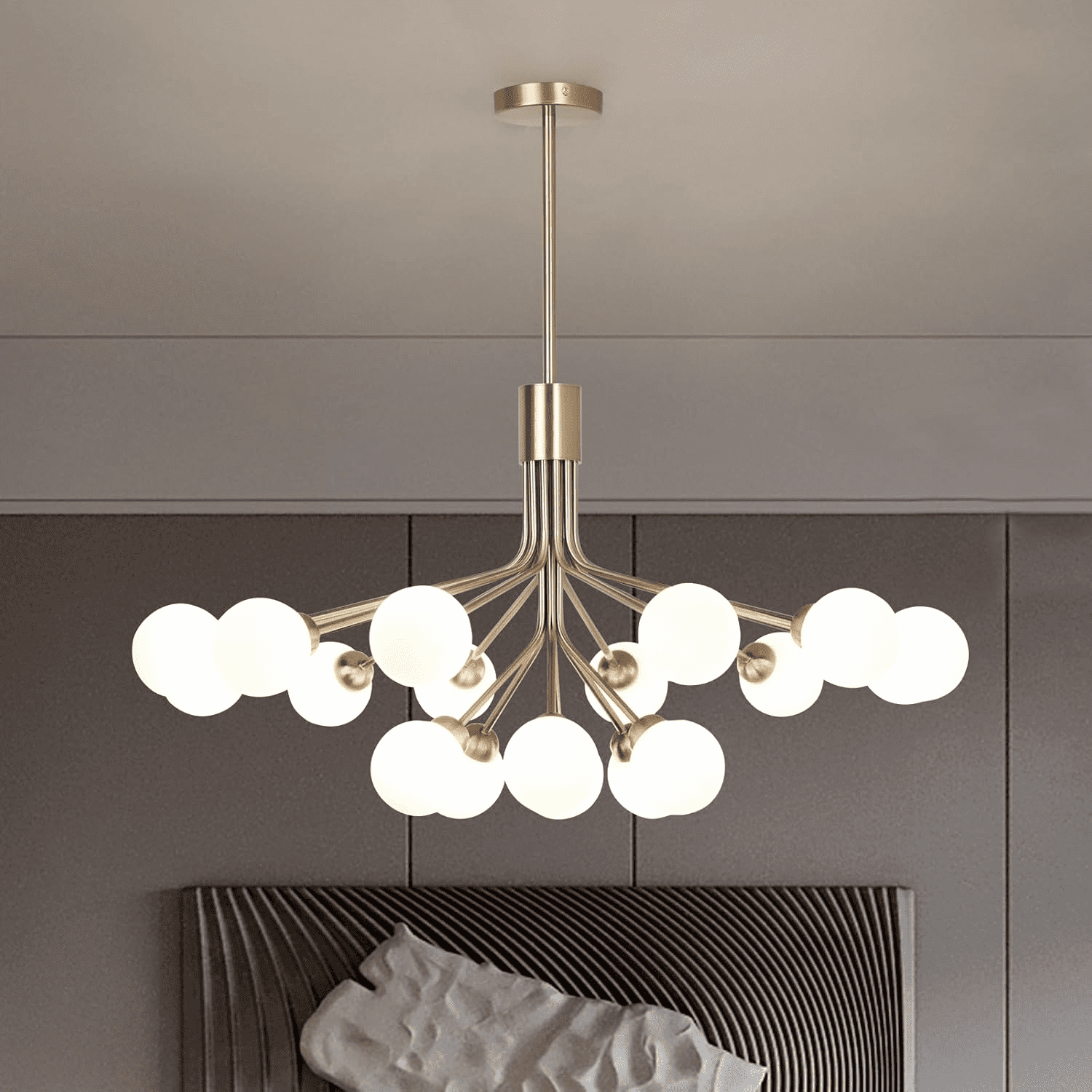 DingLiLighting 18 Light Gold Sputnik Chandelier Glass Globe Chandelier ...