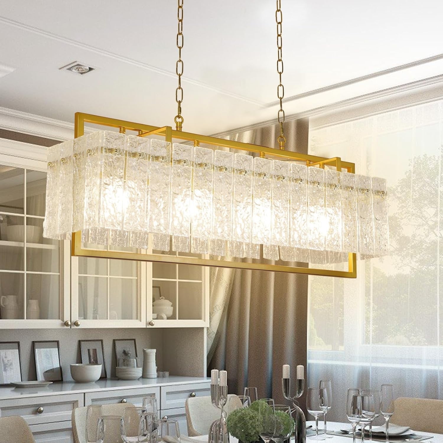 DingLiLighting 4 Light Modern Crystal Pendant Light Chandelier Pendant ...