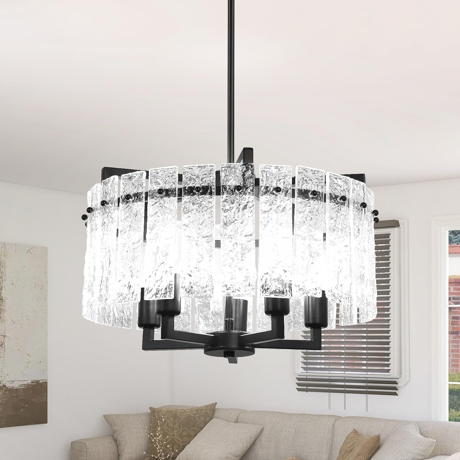 DingLiLighting 5 Light Modern Chandelier Pendant Light Round Black ...