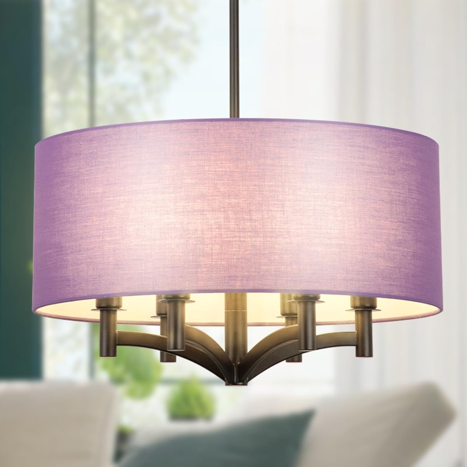 DingLiLighting 6 Light Flush Mount Ceiling Light Drum Pendant Light ...