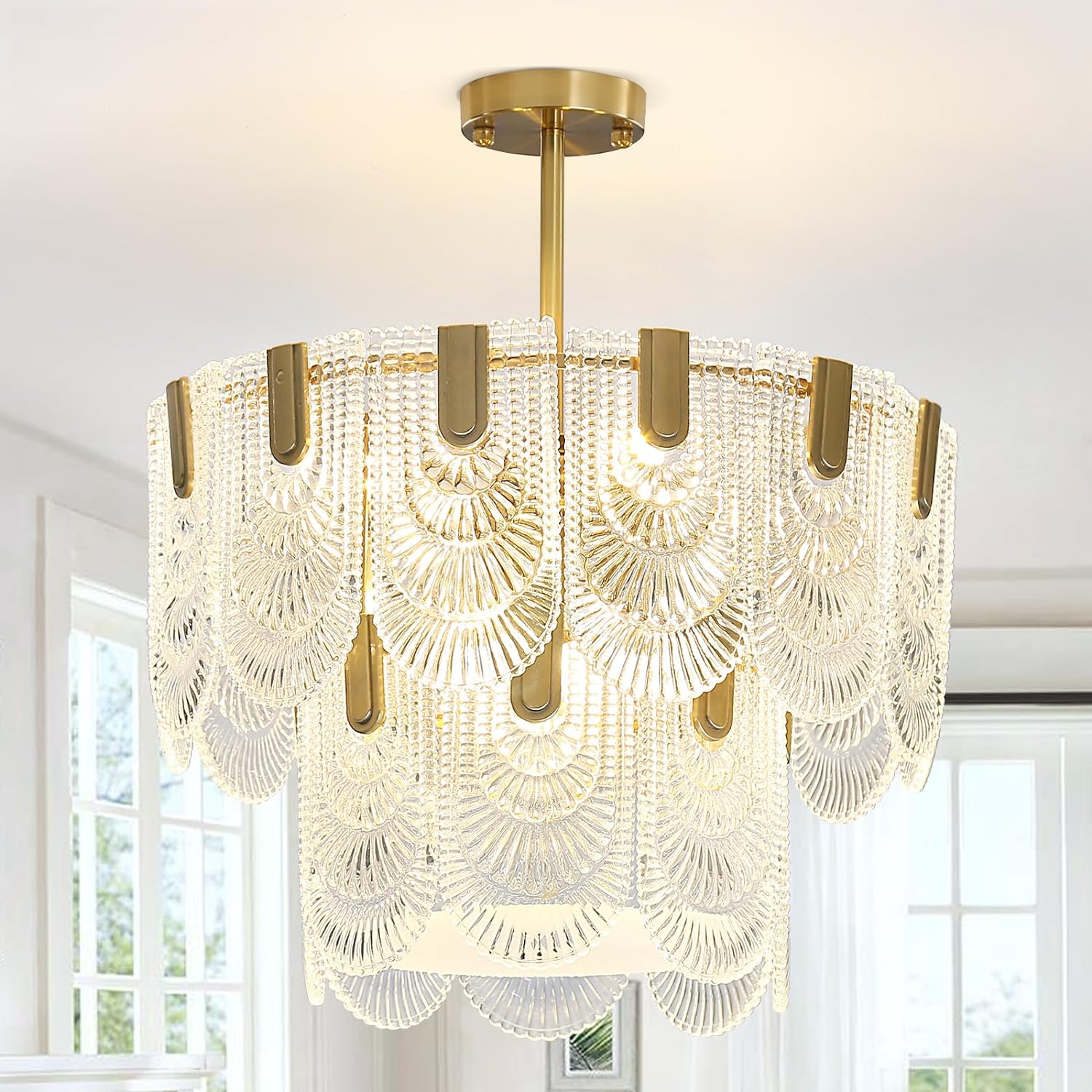 DingLiLighting 6 Light Gold Crystal Chandeliers Glass Chandelier Modern ...
