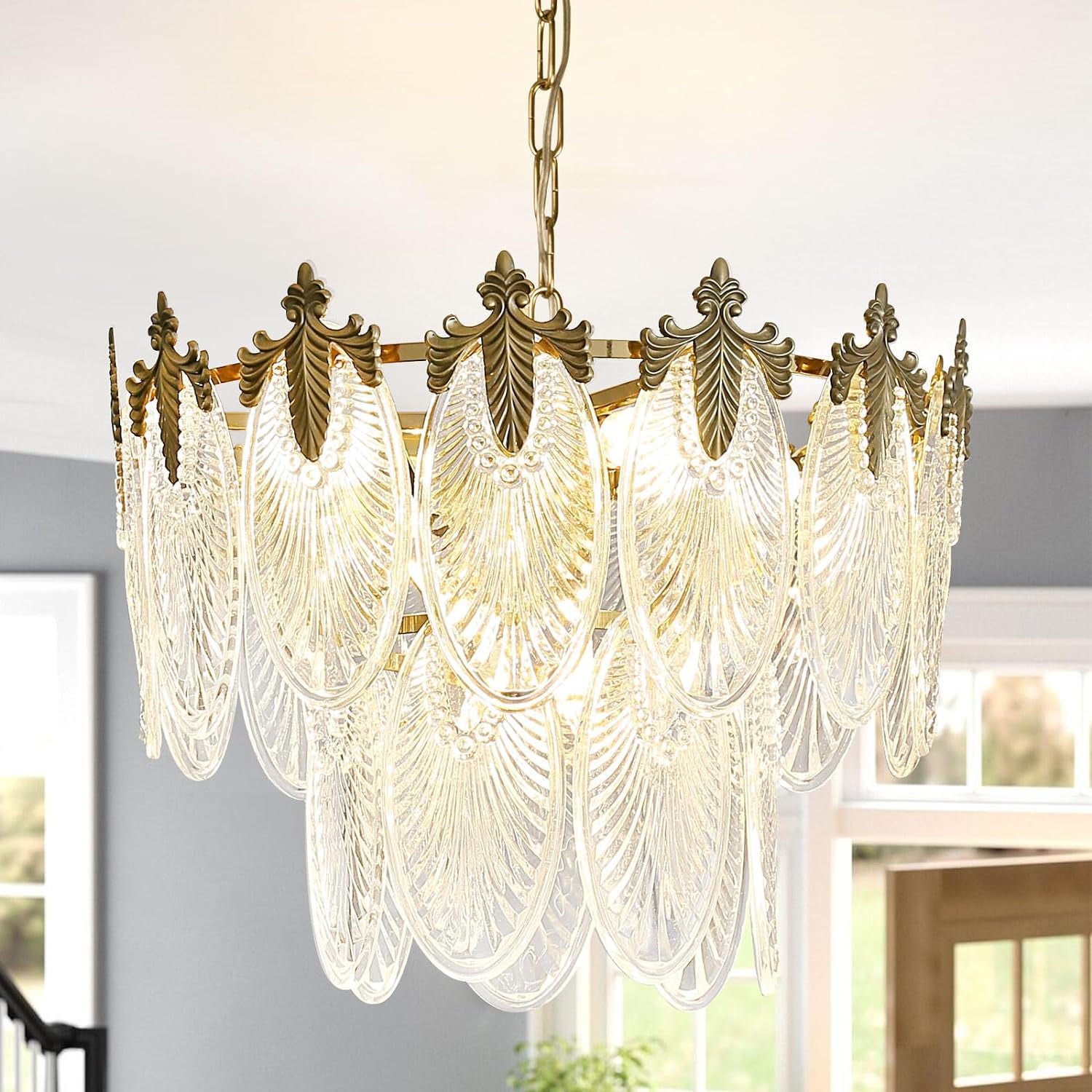 DingLiLighting 6 Light Gold Crystal Chandeliers Modern Flush Mount ...