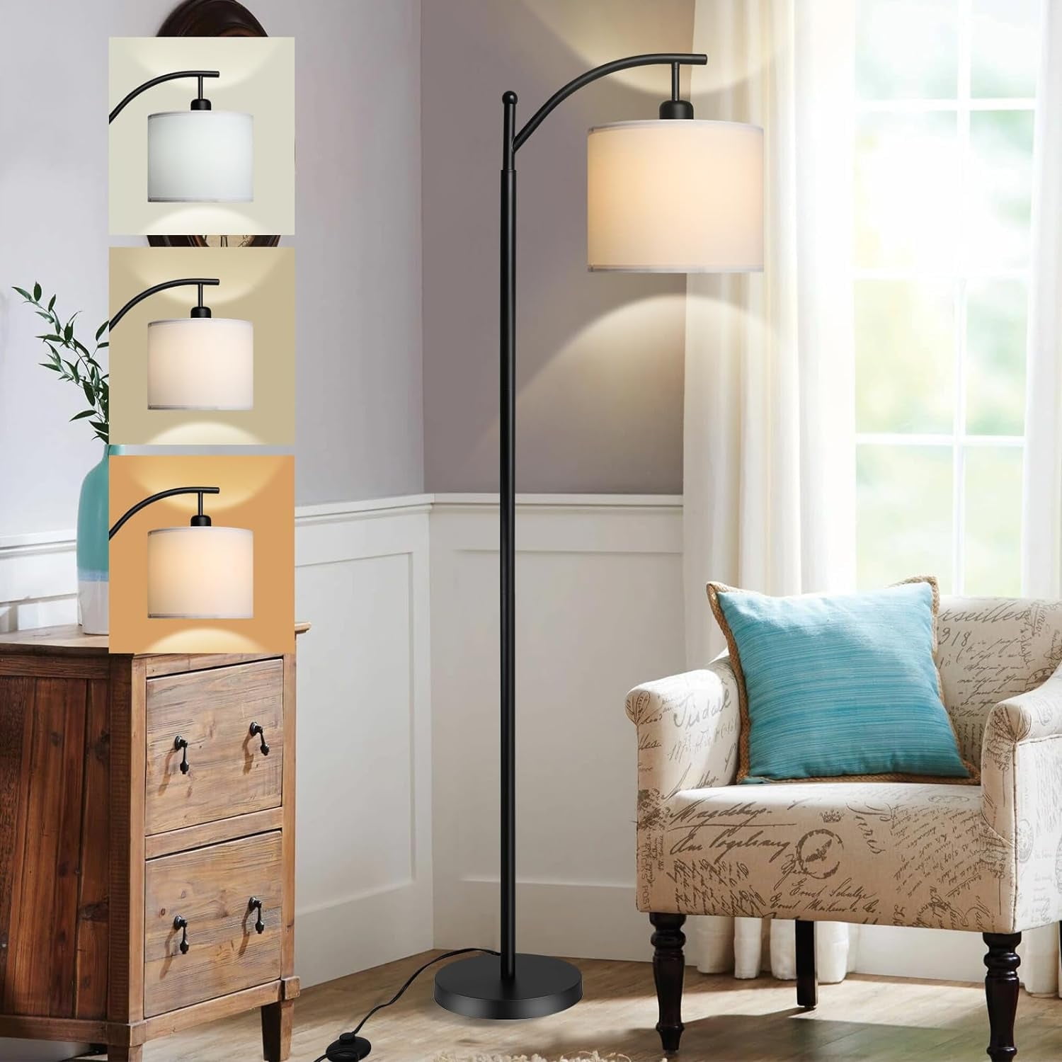 DingLiLighting Arc Floor Lamp Standing Tall Pole Lamp Reading for ...