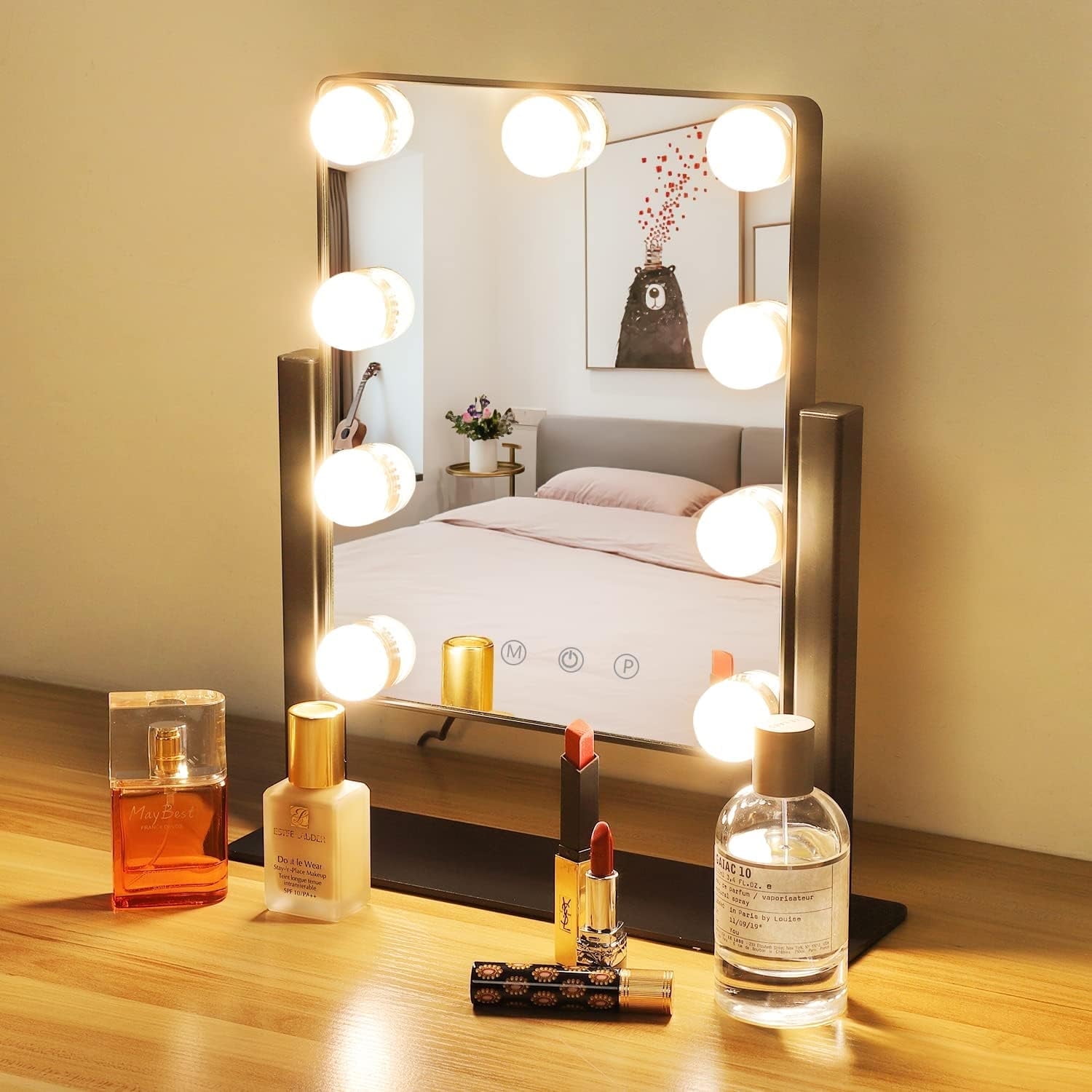 DingLiLighting Hollywood Lighted Vanity Makeup Mirror with 9 Dimmer LED ...