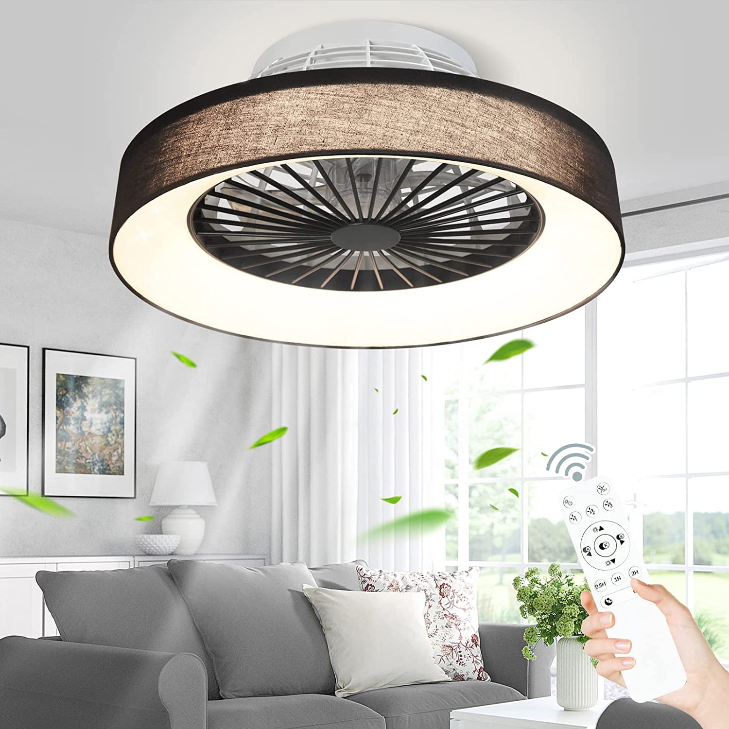 DingLilighting 21“ LED Ceiling Fans with Light and Remote, 5-Blade ...