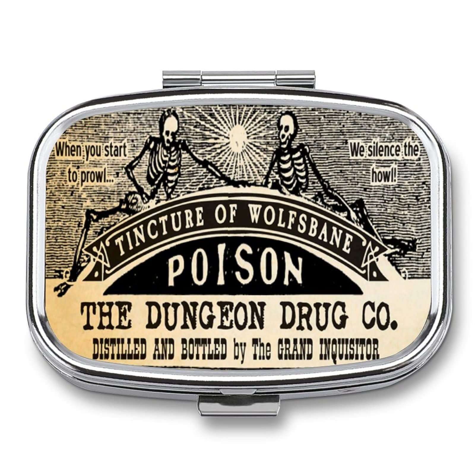 DingRound Metal 2 Compartment Pill Organizer Travel Friendly Portable ...