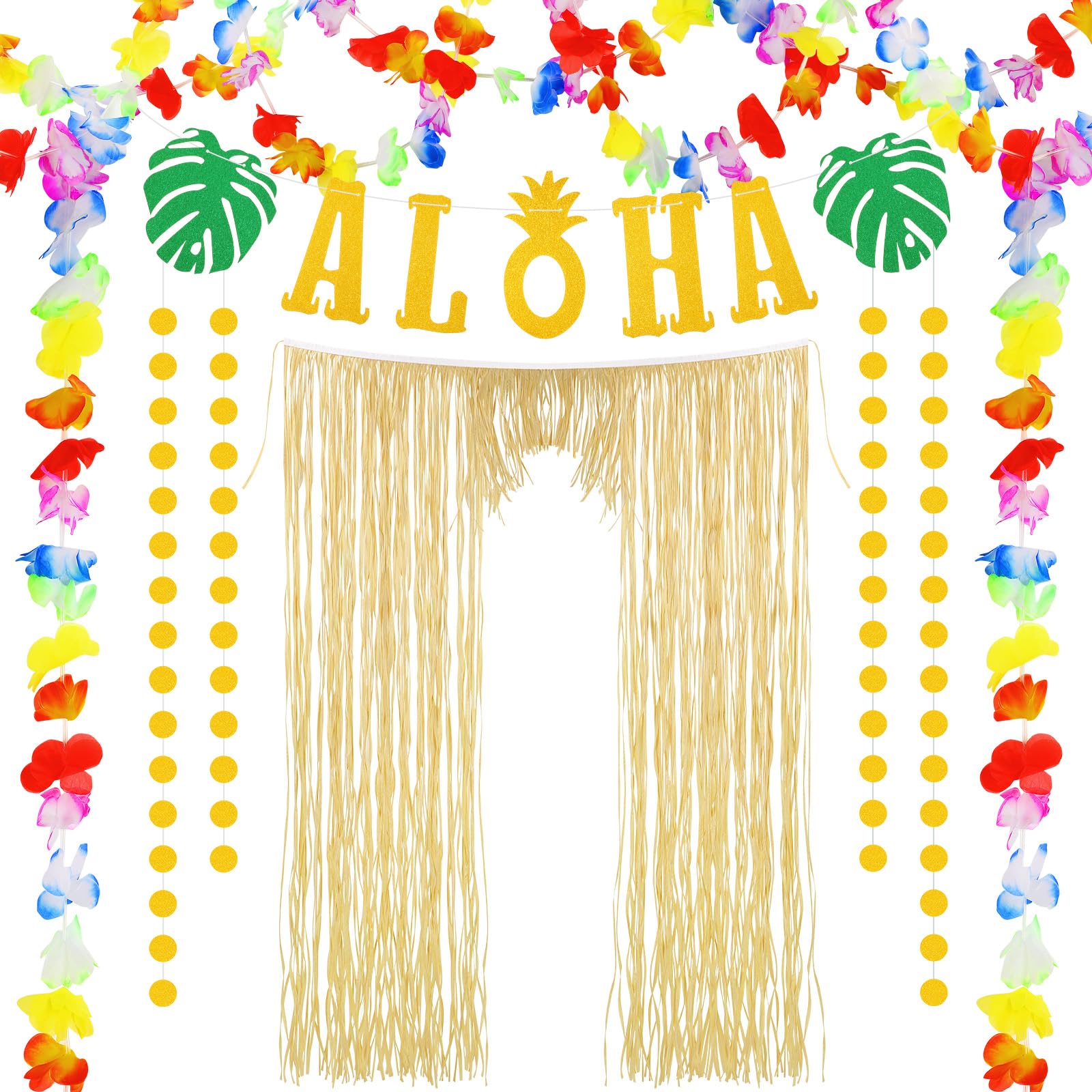 Dingion 4 Pcs AJH3 Hawaiian Party Decorations Sets Aloha Party Decor ...