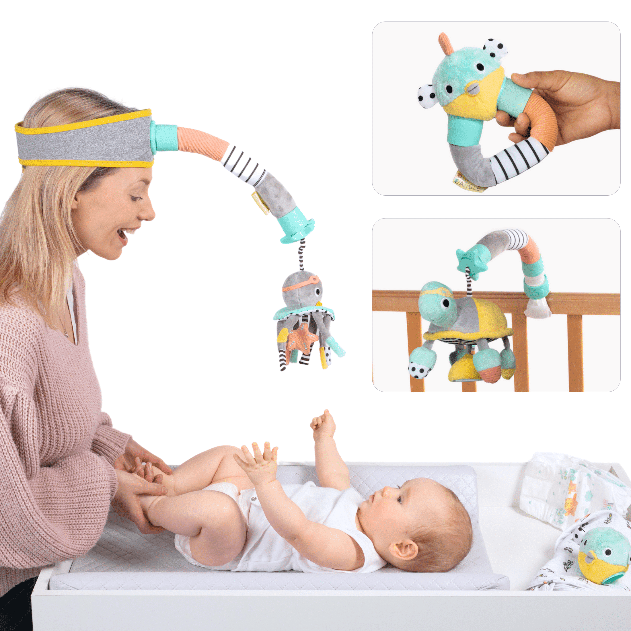 Dingle Dangle Baby - Deluxe Gift Set - 3 in 1 Diaper Changing Helper ...