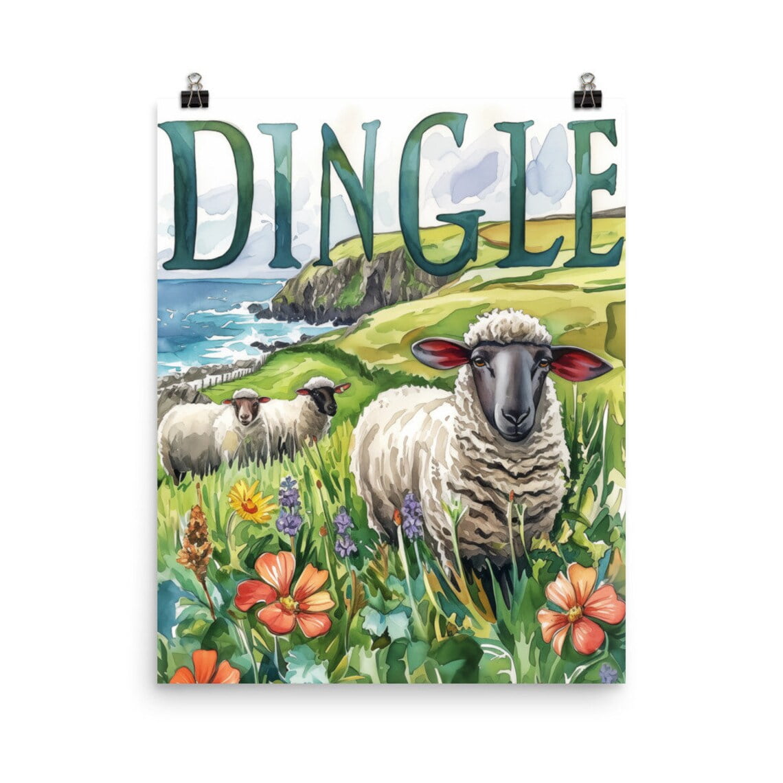 Dingle Peninsula Print, Ireland Coastal Sheep Wall Art, Countryside ...