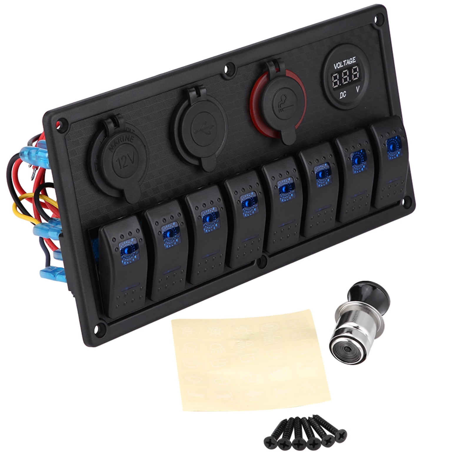 Dingln 12V Control Panel-12V 24V 8 Gang Car Boat LED Rocker Switch ...