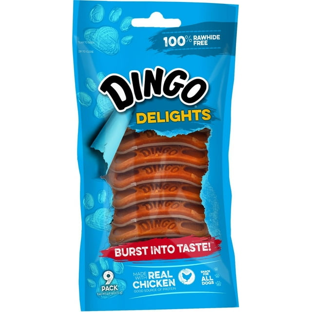Dingo Delights 100% Rawhide AIF4 Free Dog Treat Made with Real Chicken ...