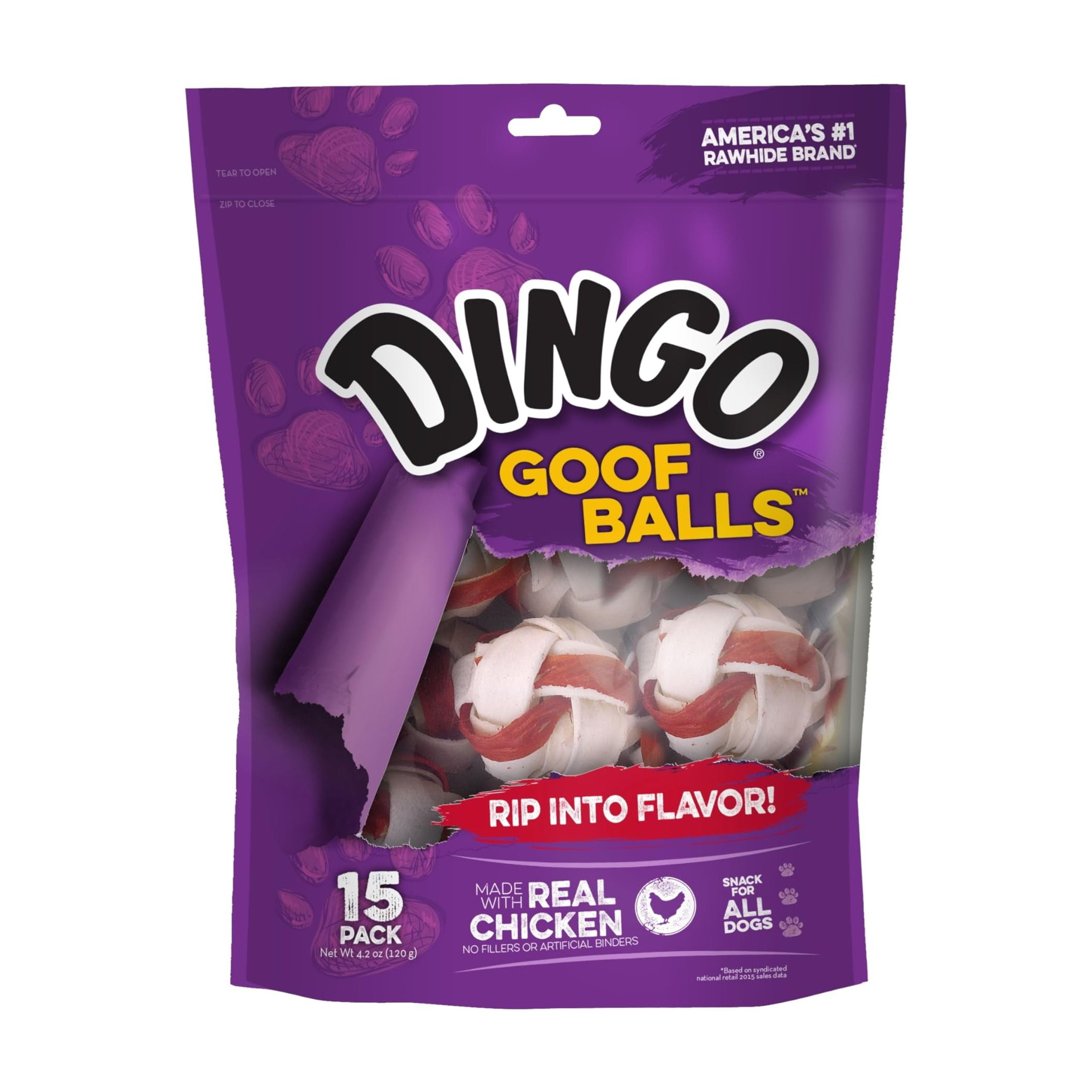 Dingo Goof Balls 15 DMF15 Count, Premium Rawhide Treats For Small Dogs ...