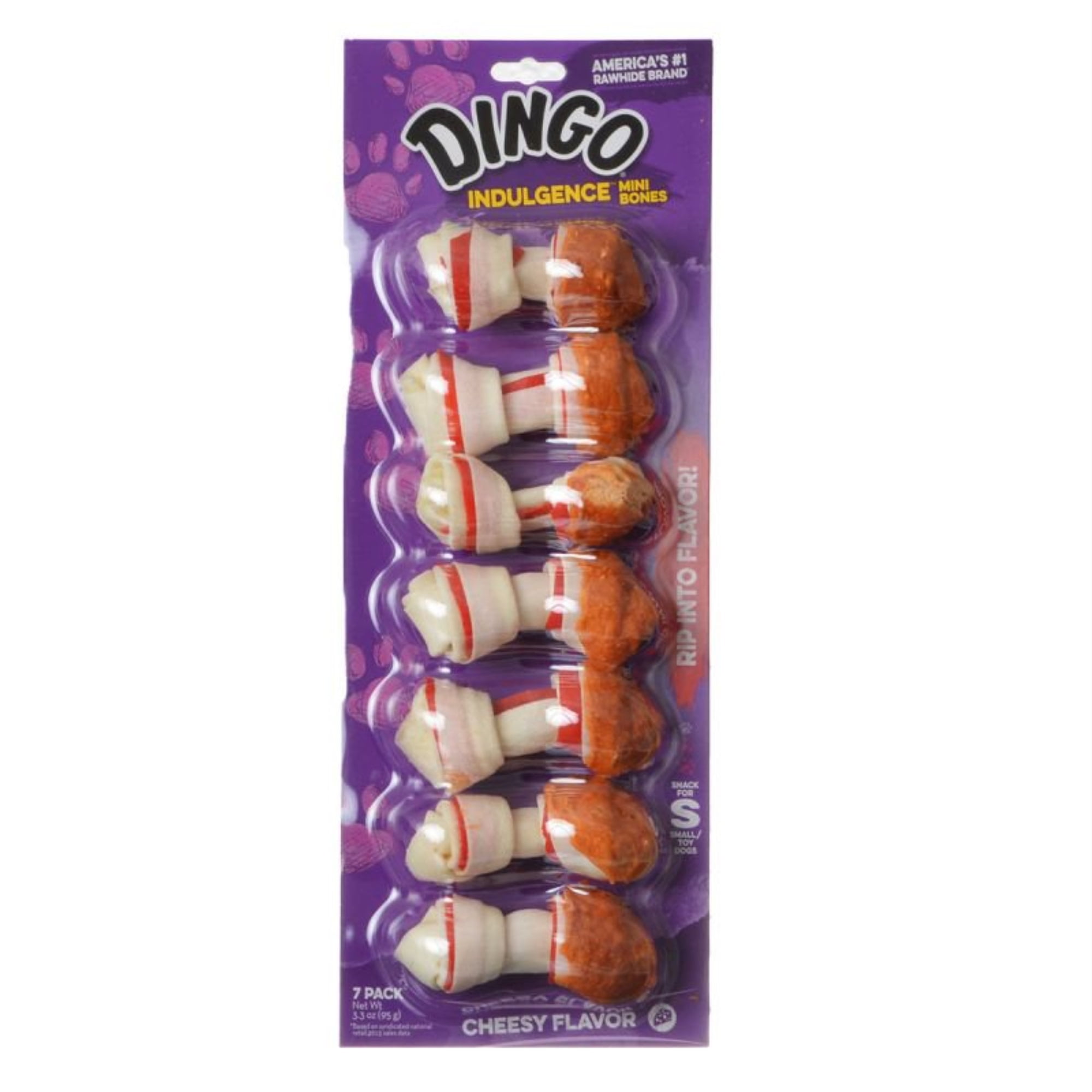 Dingo Indulgence Rawhide Bones (No China Ingredients) Mini Cheese ...