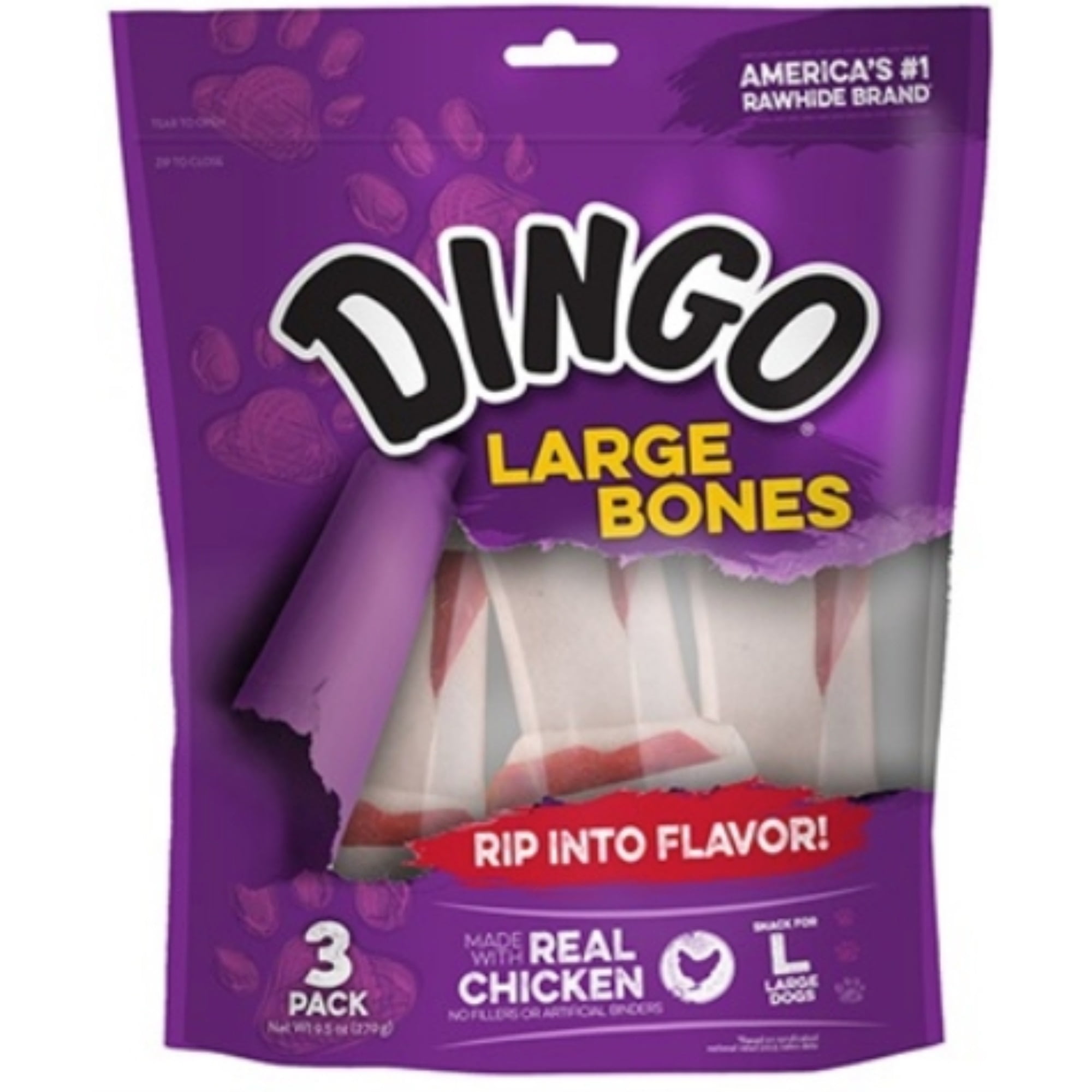 Dingo Large Bones with Real Chicken - Walmart.com