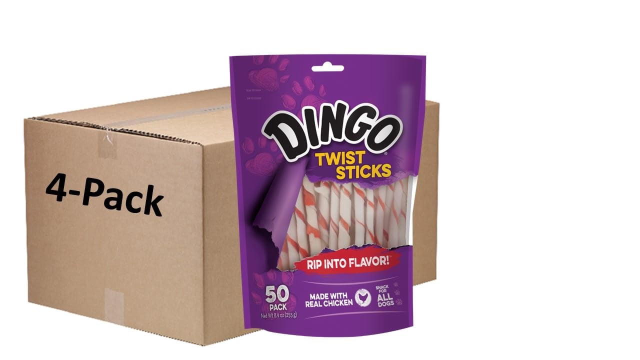 Dingo Twist Sticks AJH3 200 Count, Rawhide for Dogs, Made with Real ...
