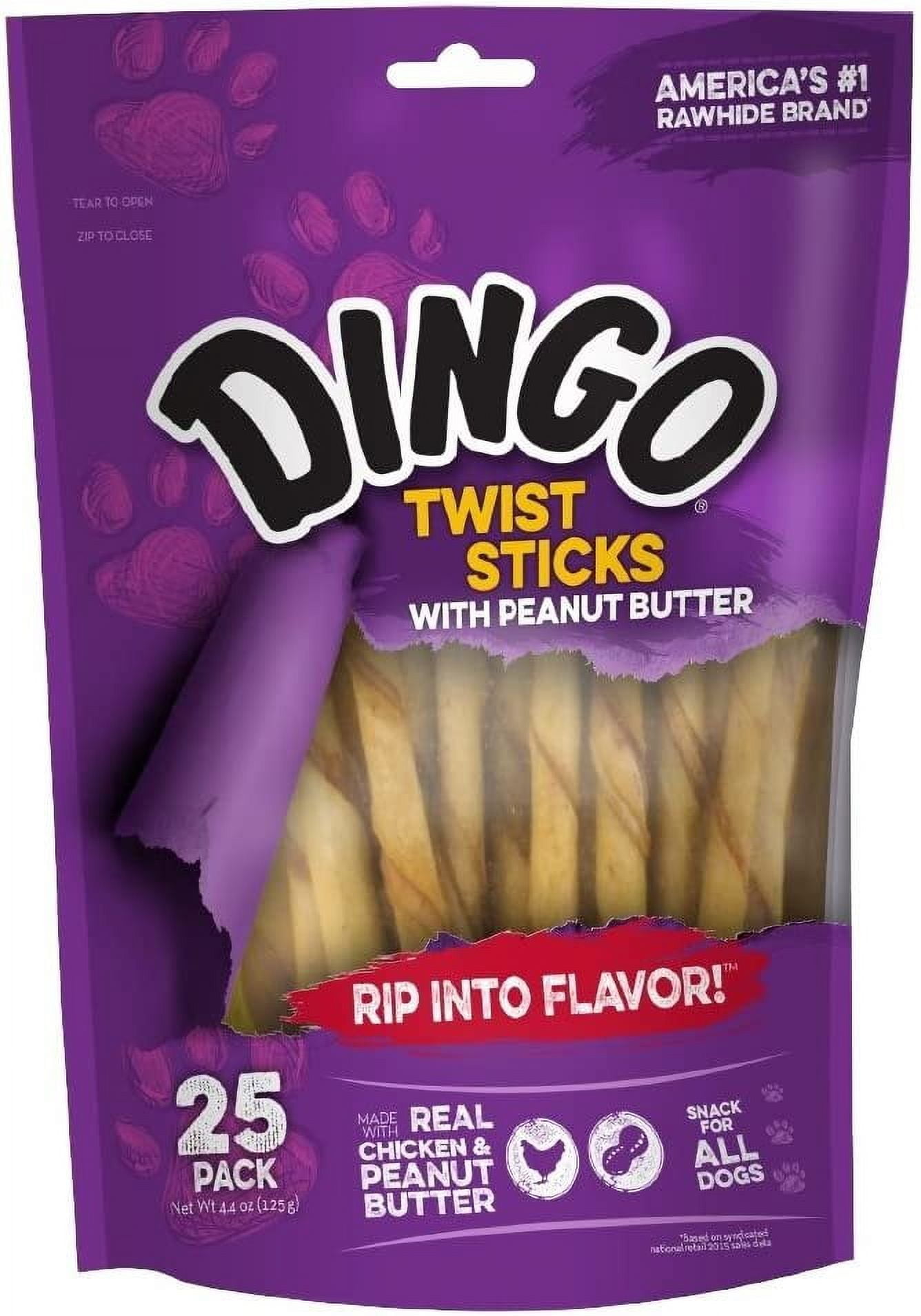 Dingo Twist Sticks with Peanut Butter, Rawhide Chews for All Dogs, Made ...