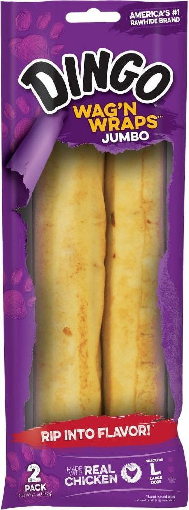 Dingo Long Lasting Jumbo Wag'N Wraps Chicken Basted Rawhide Chew Dog ...