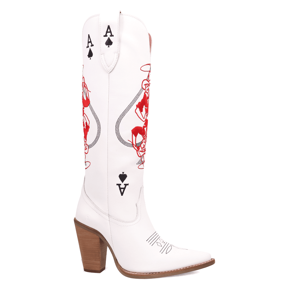 Dingo Womens Ace Of Spades Embroidered Snip Toe Cowboy Tall Boots ...