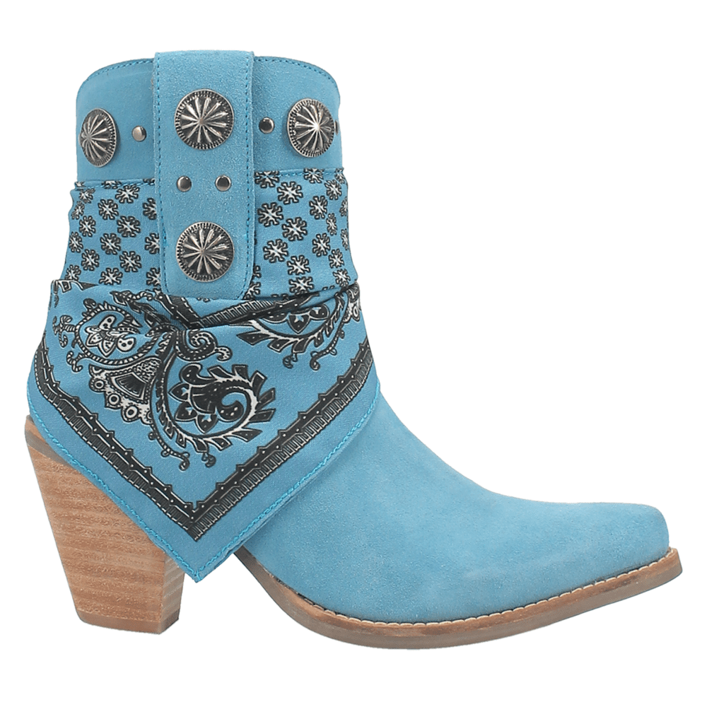 Dingo Womens Bandida Paisley Studded Round Toe Cowboy Ankle Boots ...