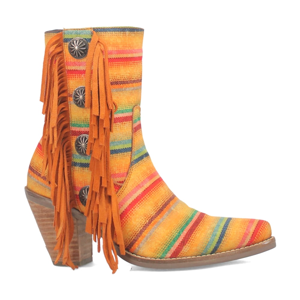 Dingo Womens Chili Pepper Serape Southwest Fringe Round Toe Zippered ...