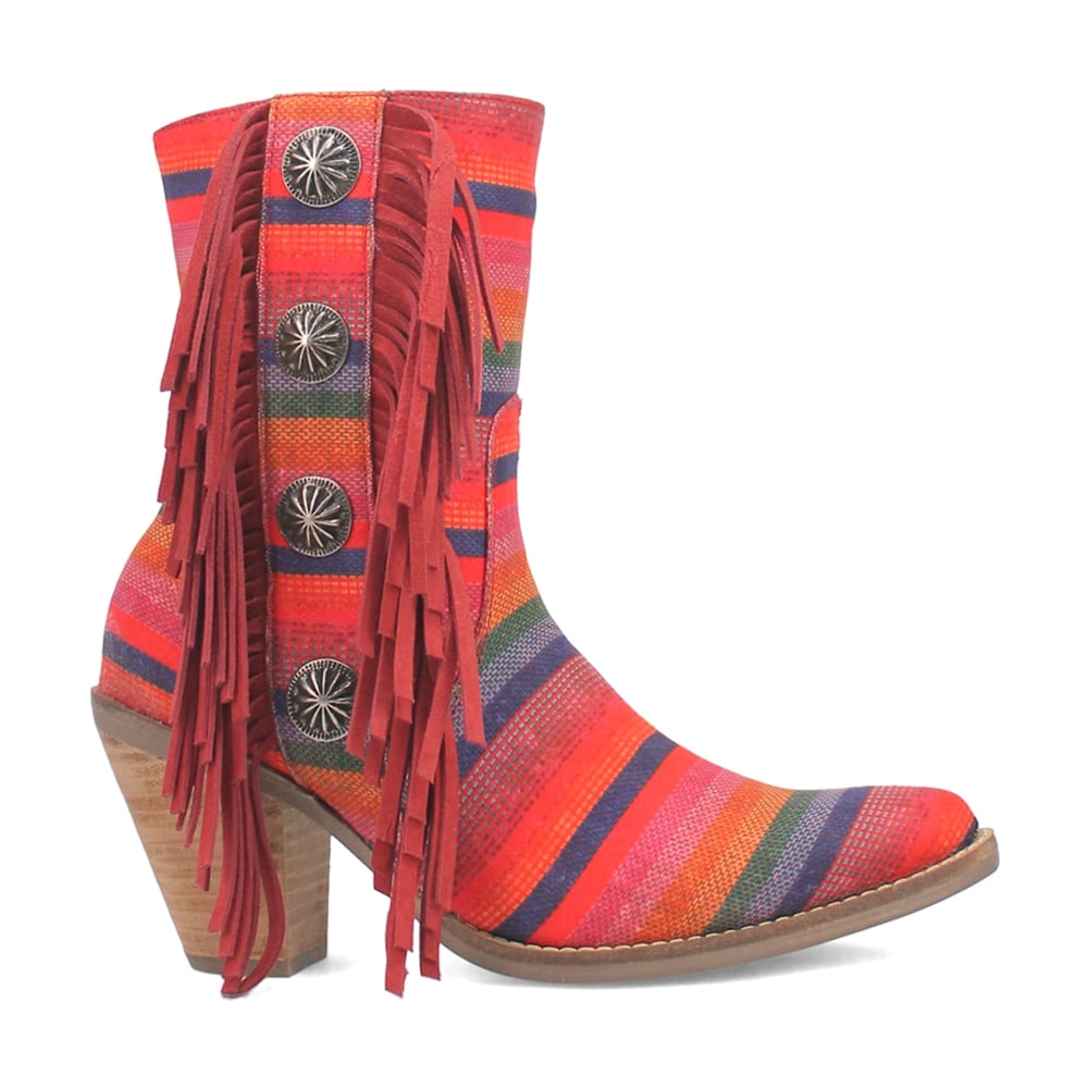 Dingo Womens Chili Pepper Serape Southwest Fringe Snip Toe Cowboy Ankle ...