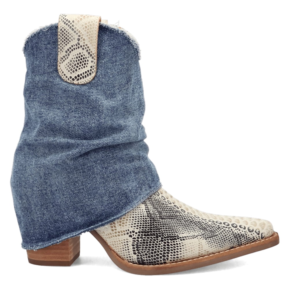 Dingo Womens Denim Dream Snake Snip Toe Cowboy Ankle Boots - Walmart.com