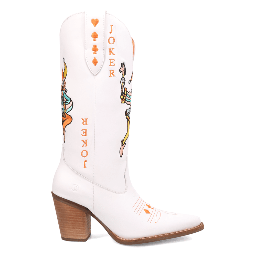 Dingo Womens Joker Graphic Embroidered Snip Toe Pull On Cowboy Mid Calf ...