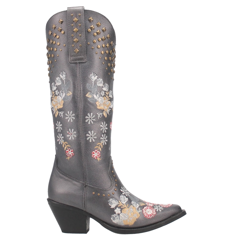 Dingo Womens Poppy Floral Metallic Embroidered Studded Snip Toe Cowboy ...