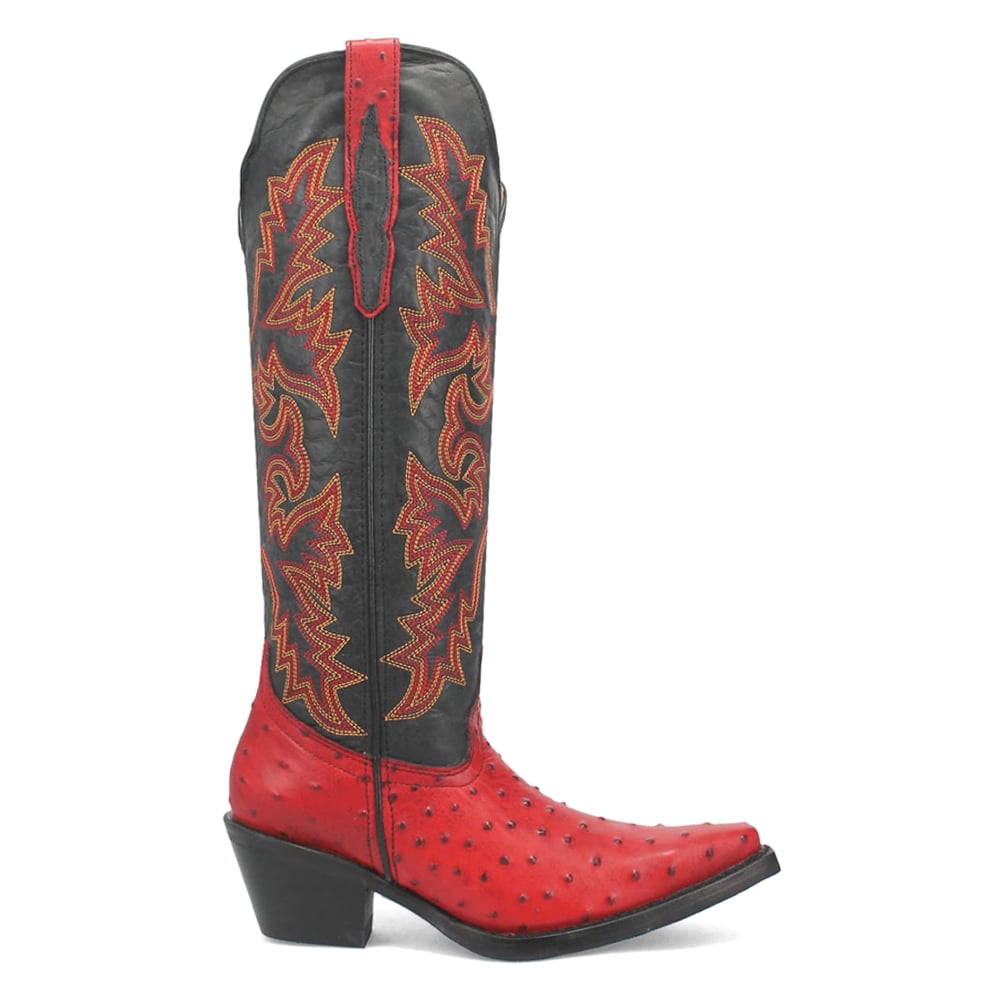 Dingo Womens Selene Ostrich Print Snip Toe Cowboy Tall Boots - Walmart.com