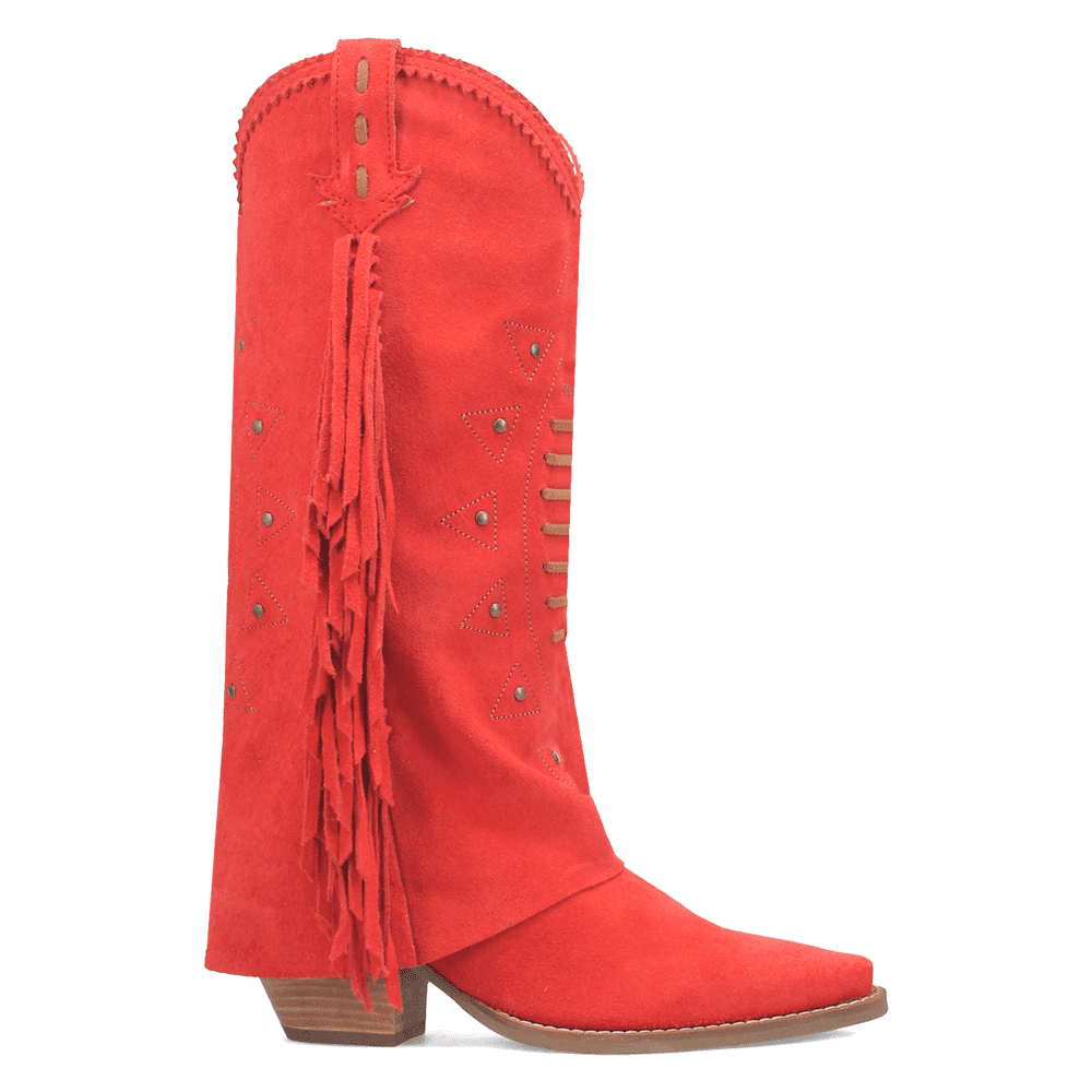 Dingo Womens Spirit Trail Studded Embroidered Fringe Snip Toe Pull On ...