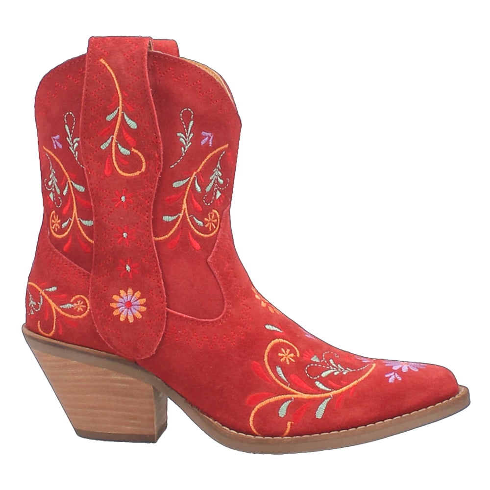 Dingo Womens Sugar Bug Embroidery Floral Round Toe Cowboy Ankle Boots ...