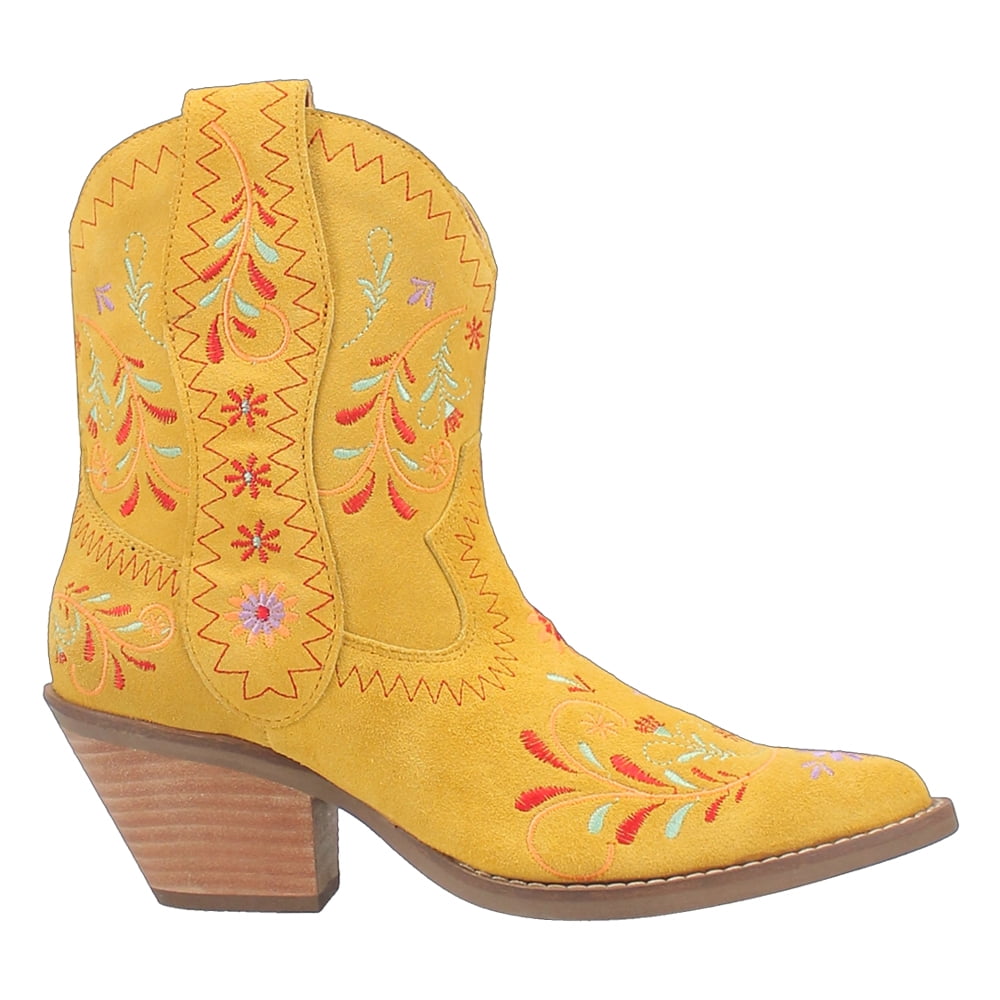 Dingo Womens Sugar Bug Floral Embroidery Round Toe Cowboy Ankle Boots ...