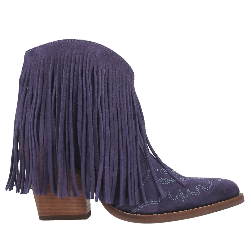 Dingo Women's Tangle Fringe Leather Booties, Snip Toe Pull On, Ankle ...