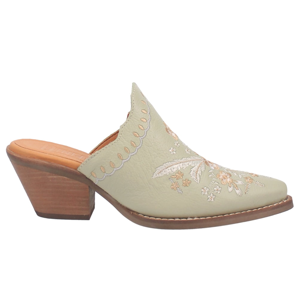 Dingo Womens Wildflower Floral Embroidered Round Toe Mules Dress Casual ...