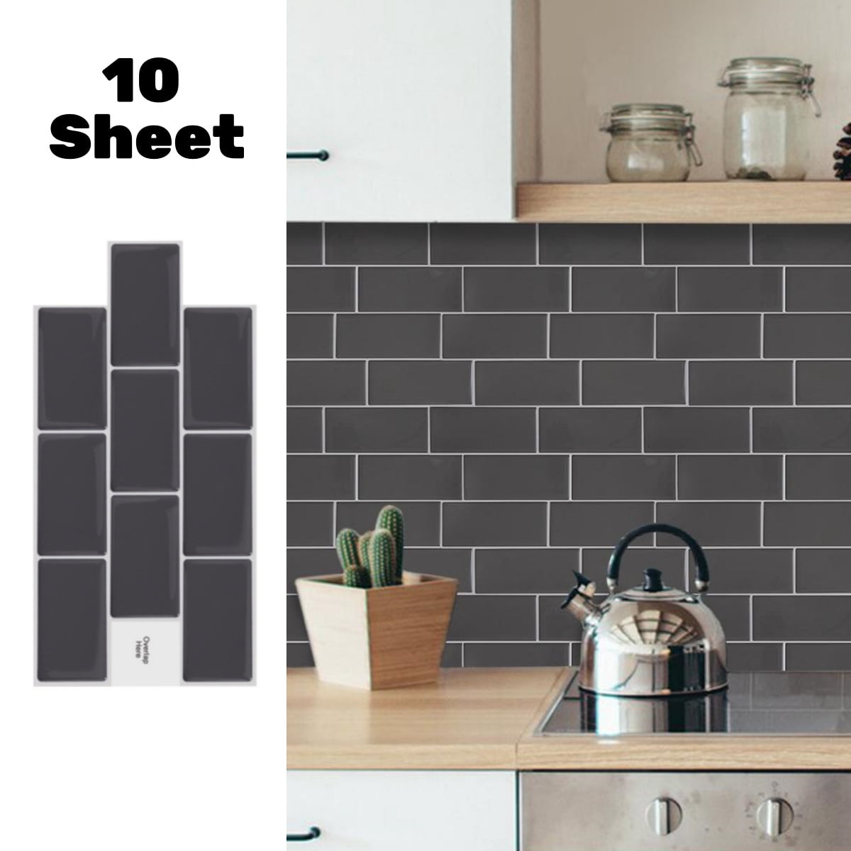 Dingrich 10-Sheet Peel and Stick Backsplash, 6x12inch Faux Tiles Self ...