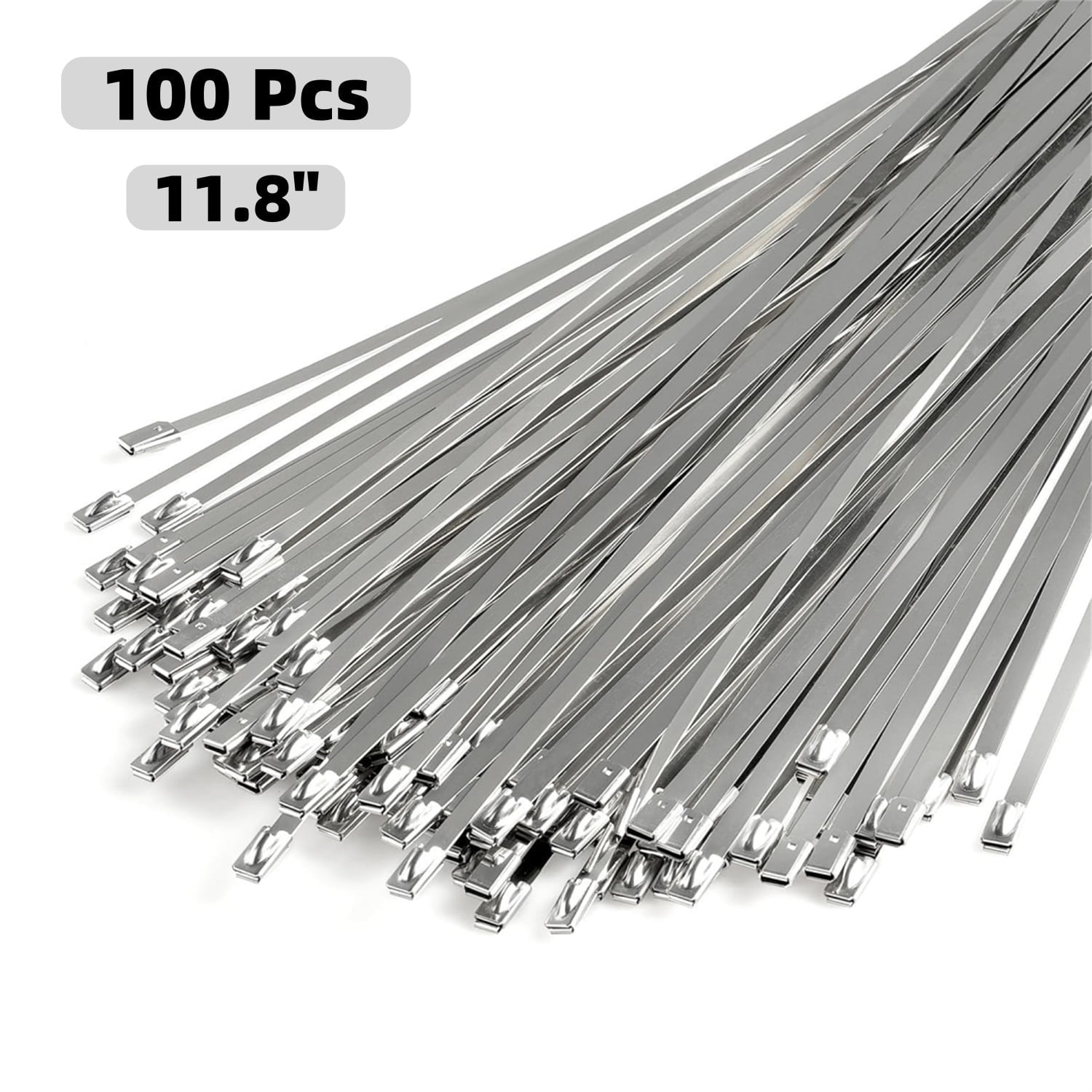 Dingrich 100pcs Stainless Steel Cable Ties, 11.8inch Heavy Duty Self ...