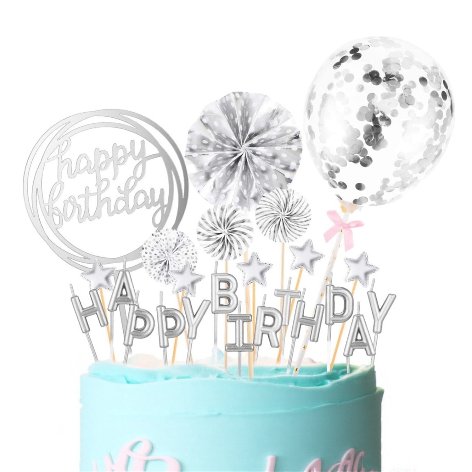Dingrich 12 Pcs Cake Topper Set, Cake Topper Decoration with Balloon ...