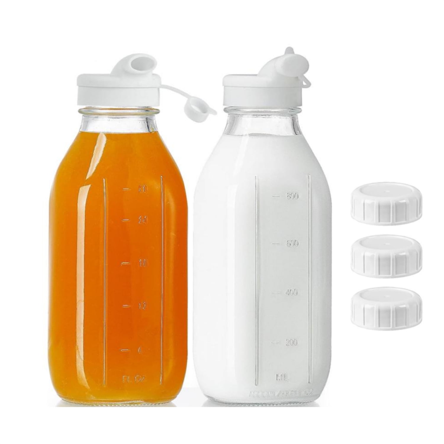 Dingrich 2Pcs Glass Juice Jars with Lid , 33.8oz(1000ml) Juice ...