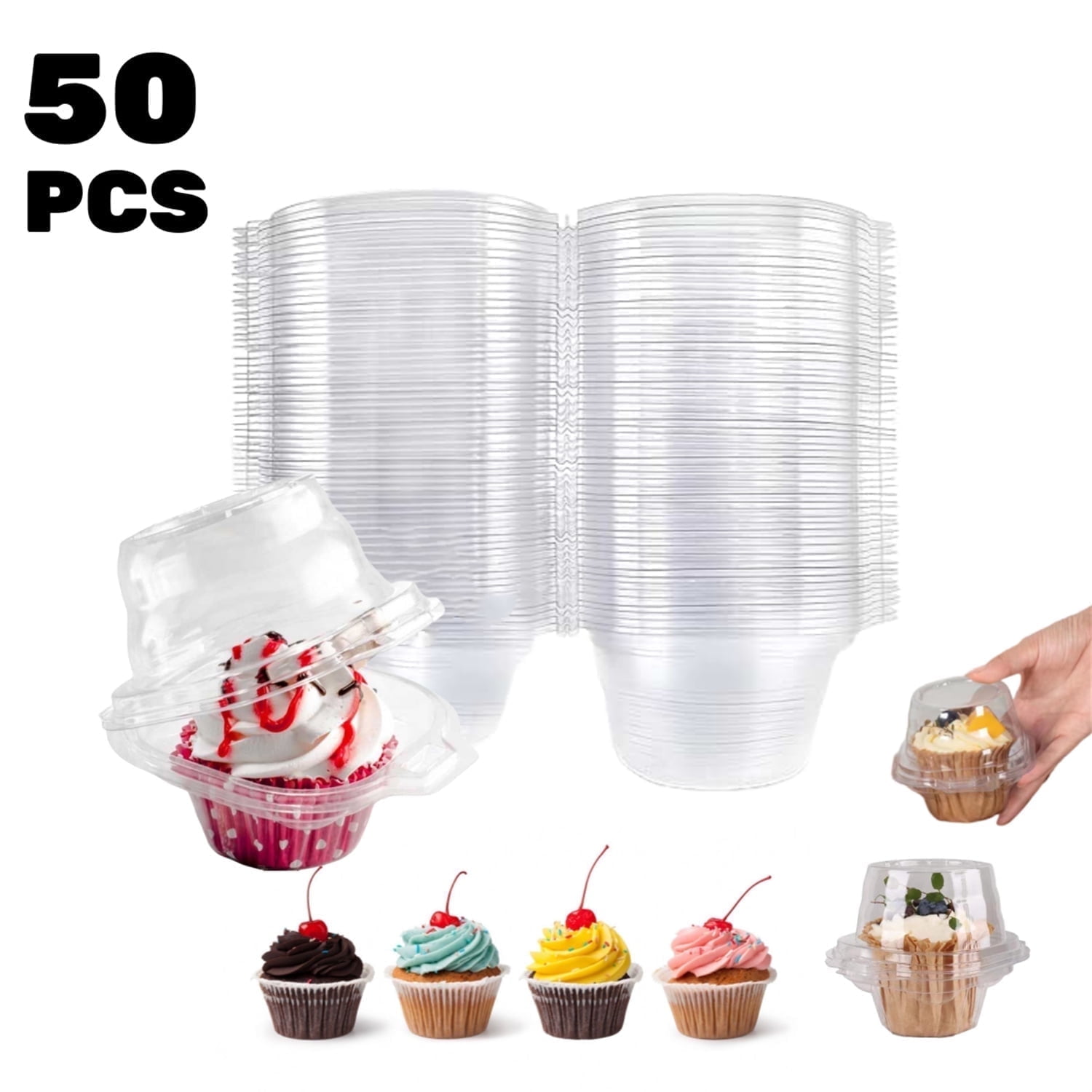 Dingrich 50Pcs Cupcake Boxes, Individual Muffin Containers with ...