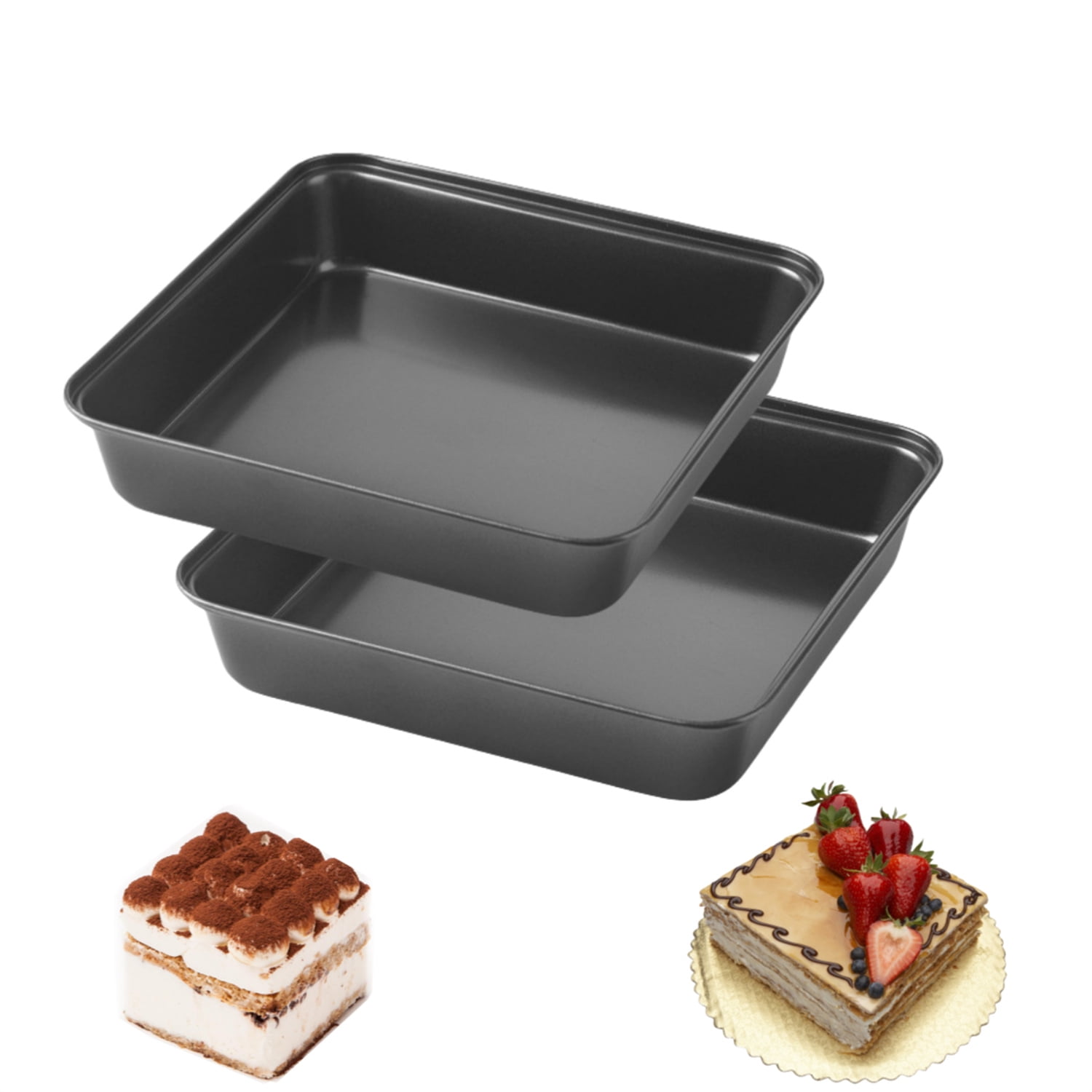Brownie Baking Pan 2Pcs, Dingrich 10.8x10.6inch Square Baking Molds Non ...
