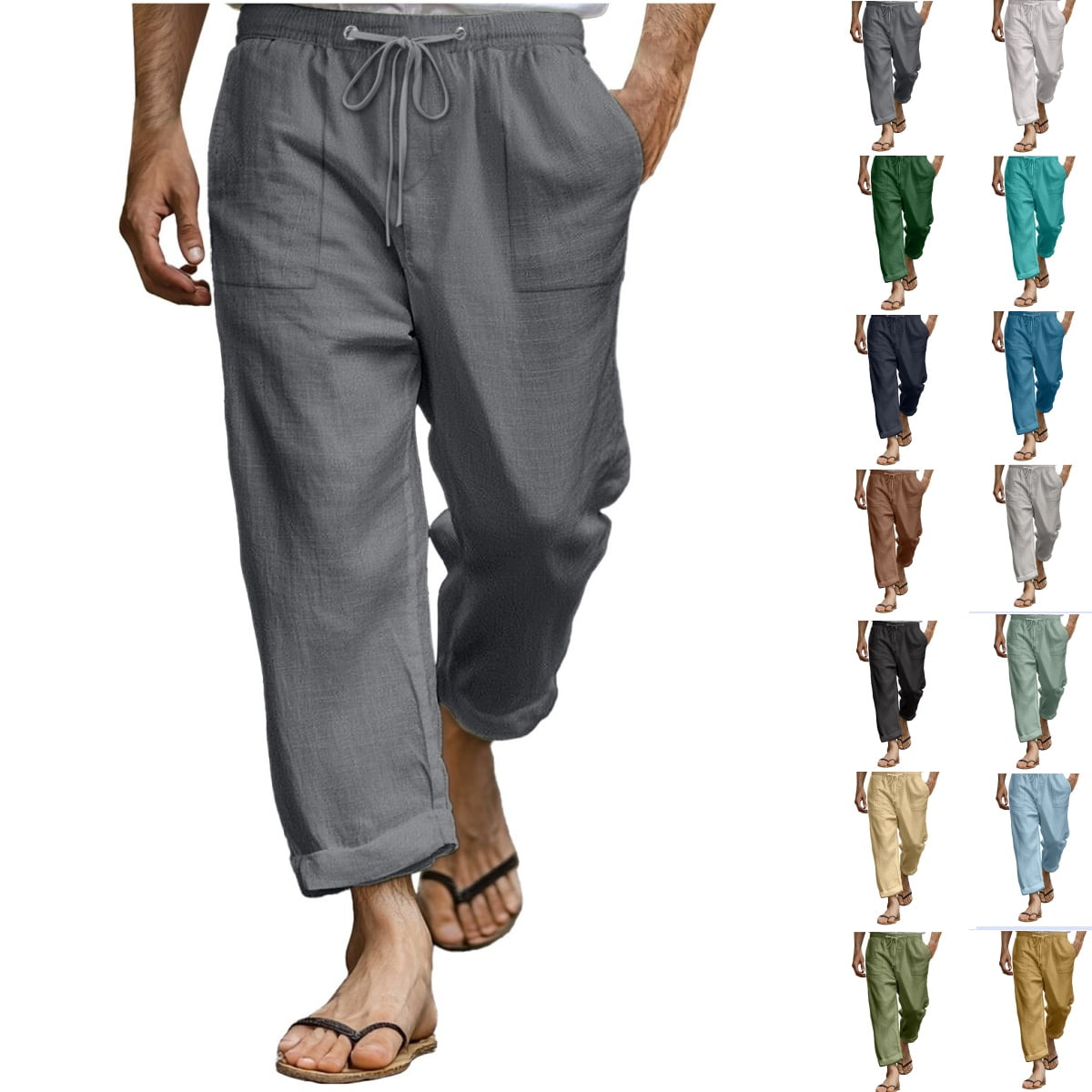 Dingyimy Drawstring Pants, Mens Cargo Sweatpants With Pockets Beach ...