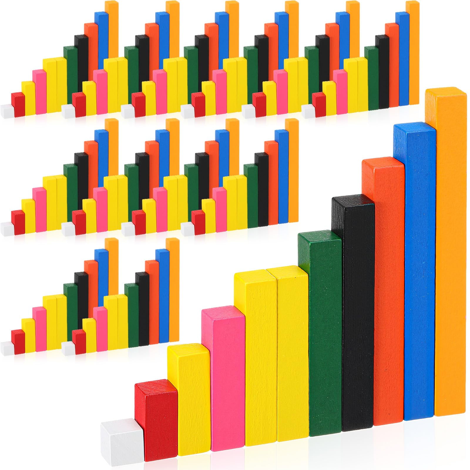 Dinifee 132 Pieces Wood Number Rods Set Individual Fraction Bars ...