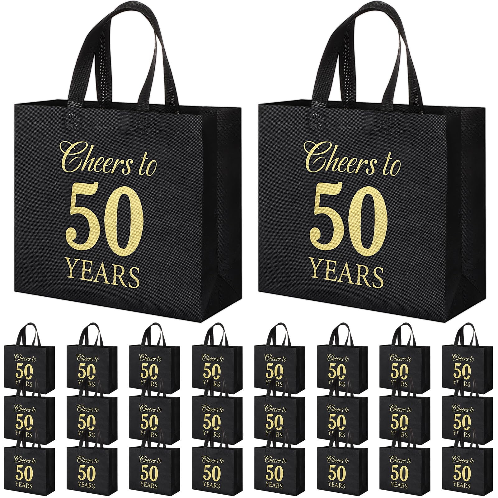 Dinifee 24 Pack Cheers to 50 Years Large Gift Bags 12 x 11 x 5 Inch ...