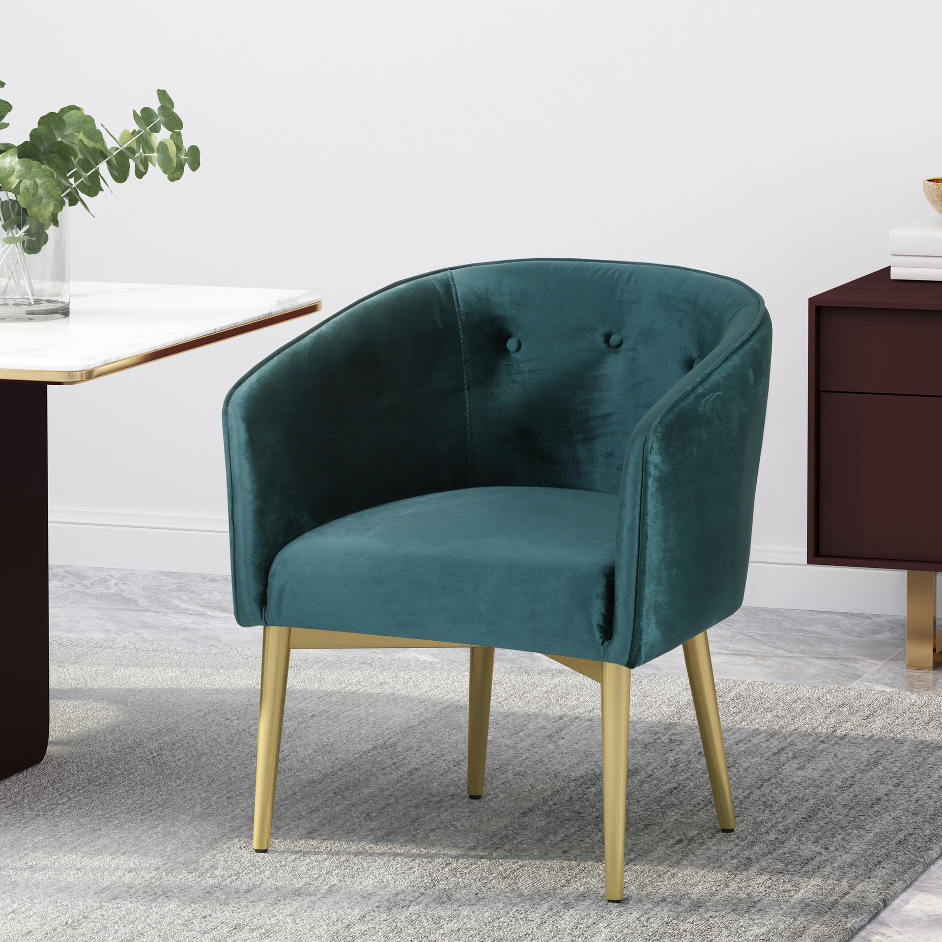 Dining Arm Chair / Modern Glam Look, Minimalistic Legs, 25.75 in ...