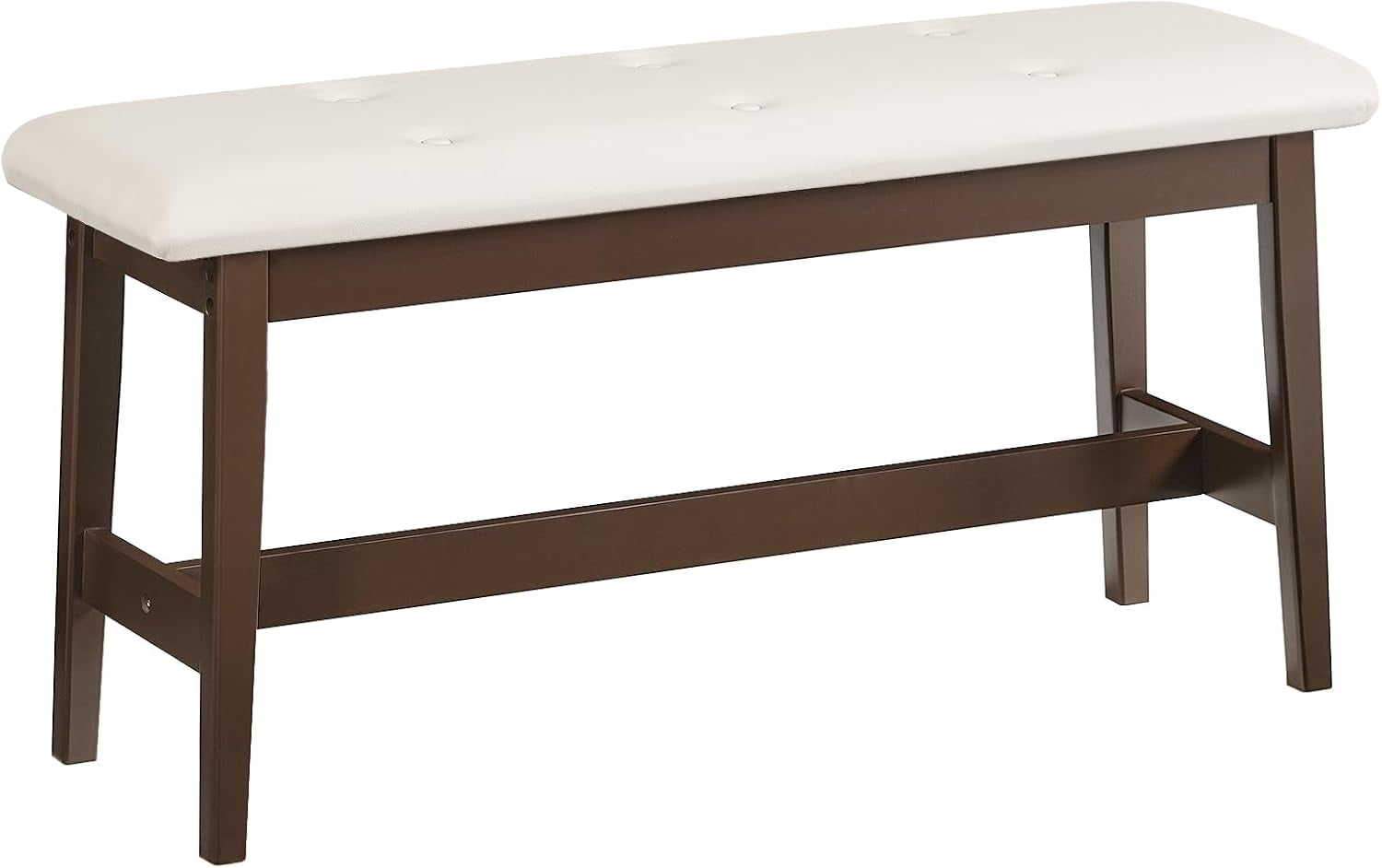 Dining Bench, Bamboo Dining Room Bench with PU Leather Upholstered Seat ...