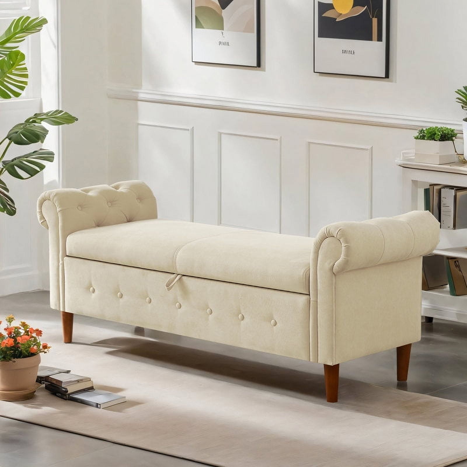 Dining Bench Made With Solid Wood Frame, Bench for Living Room, Bedroom ...