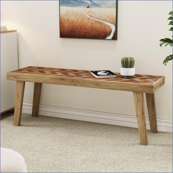 Dining Bench, Rustic Boho Solid Mango Wood Natural | 48” W | Dining ...