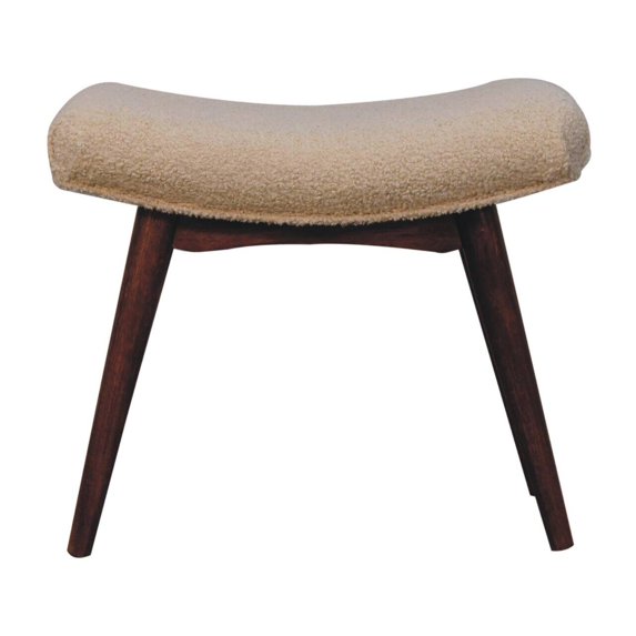 Dining Benches Solid Wood Honey Caramel Boucle Cream Curved Bench ...